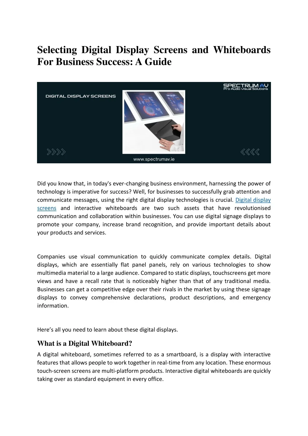 PPT - Selecting Digital Display Screens and Whiteboards For Business ...