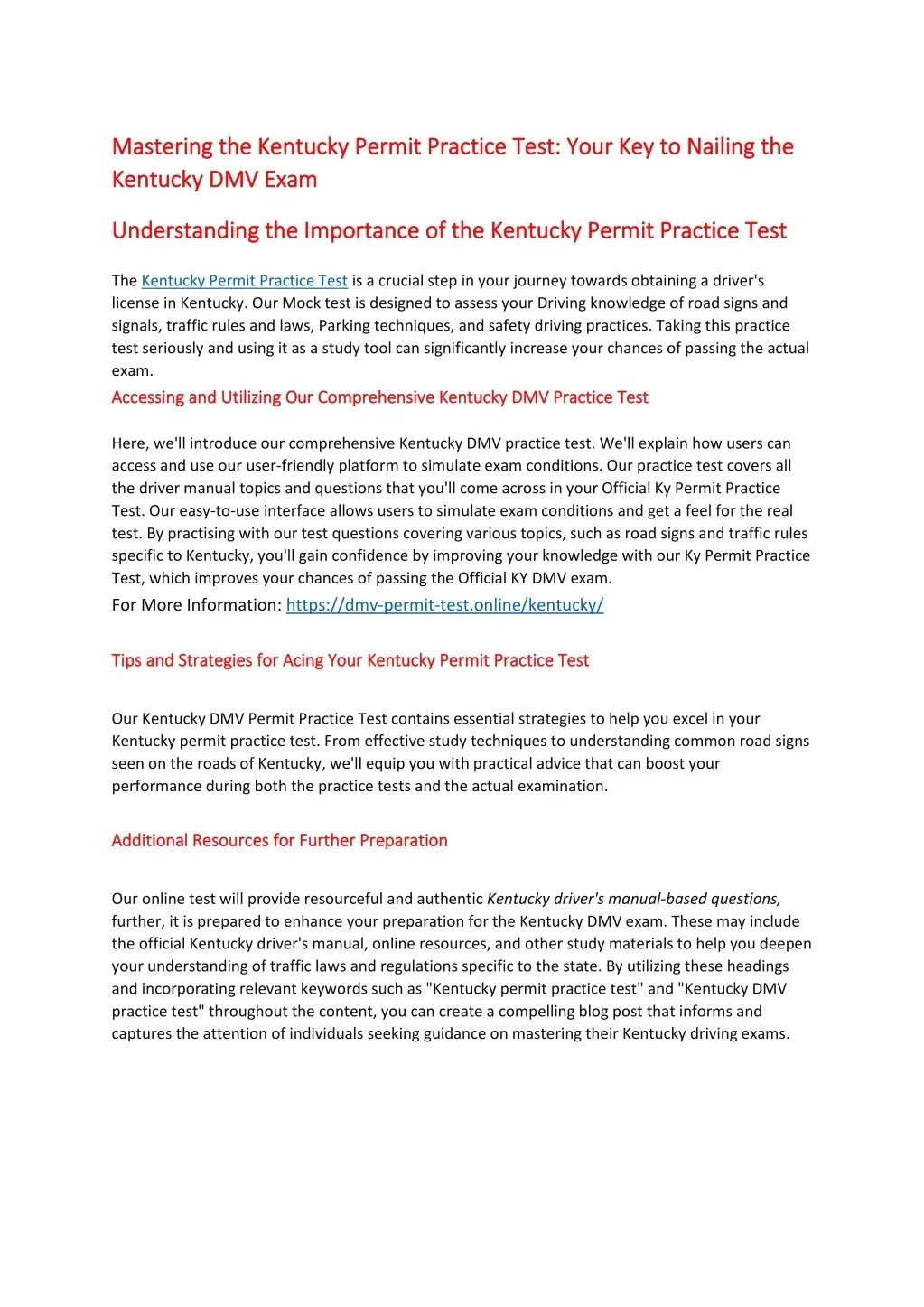 PPT - Kentucky Permit Practice Test | KY Permit Practice Test 2024 ...