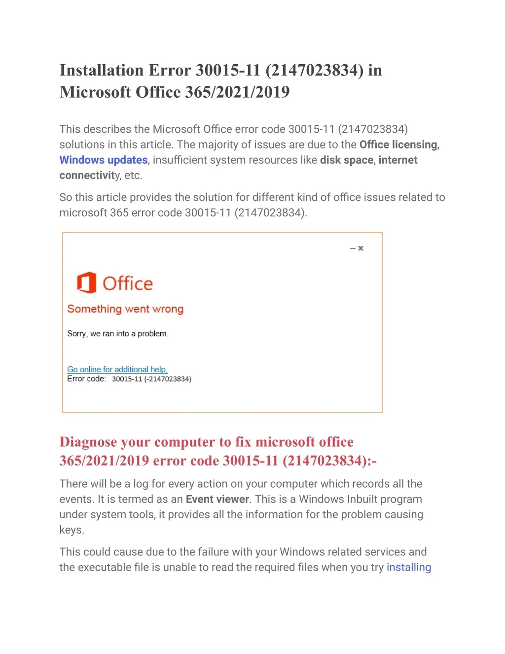 PPT - Installation Error 30015-11 (2147023834) in Microsoft Office 365 ...