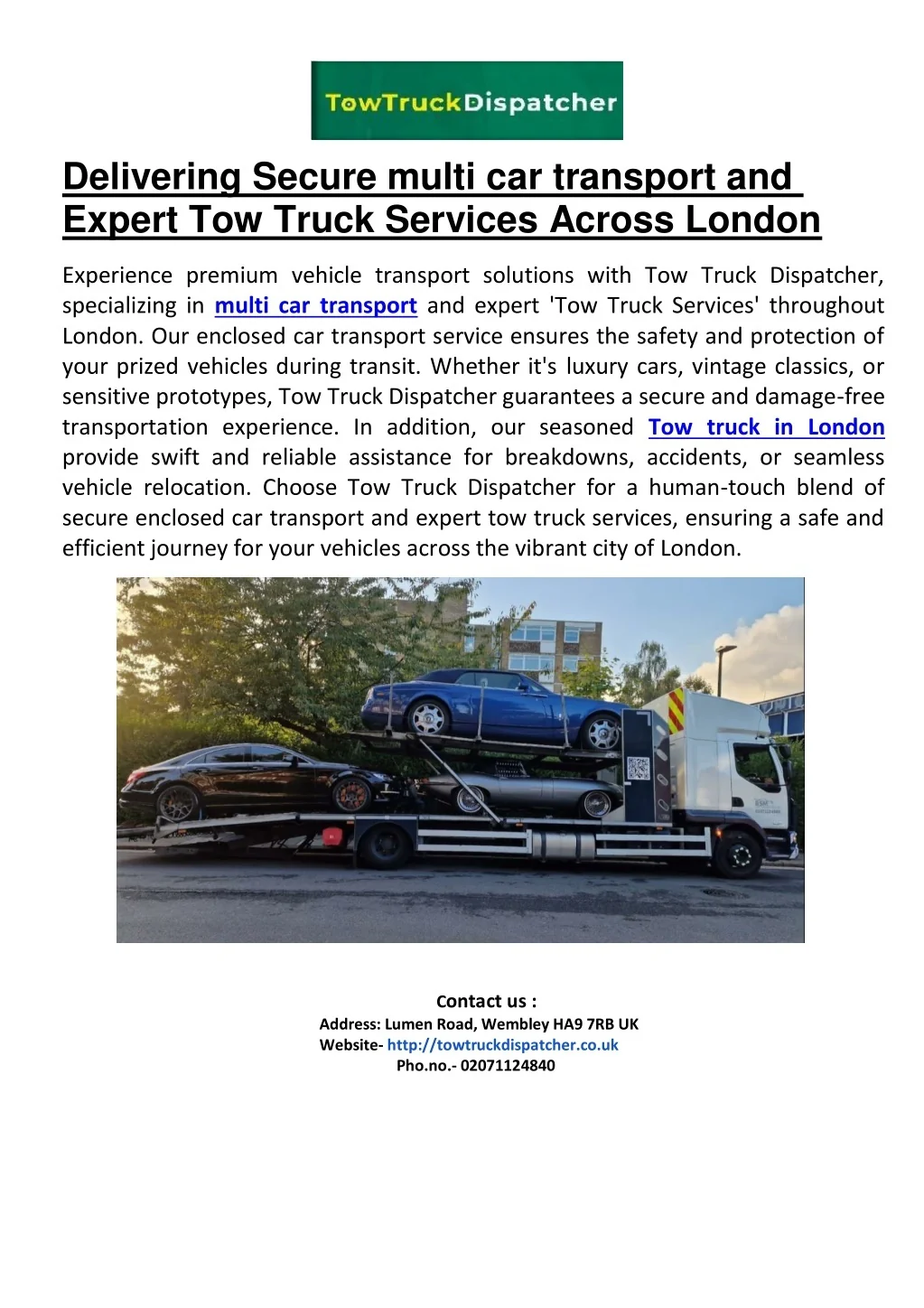 PPT - Tow Truck Dispatcher: Delivering Secure multi car transport ...