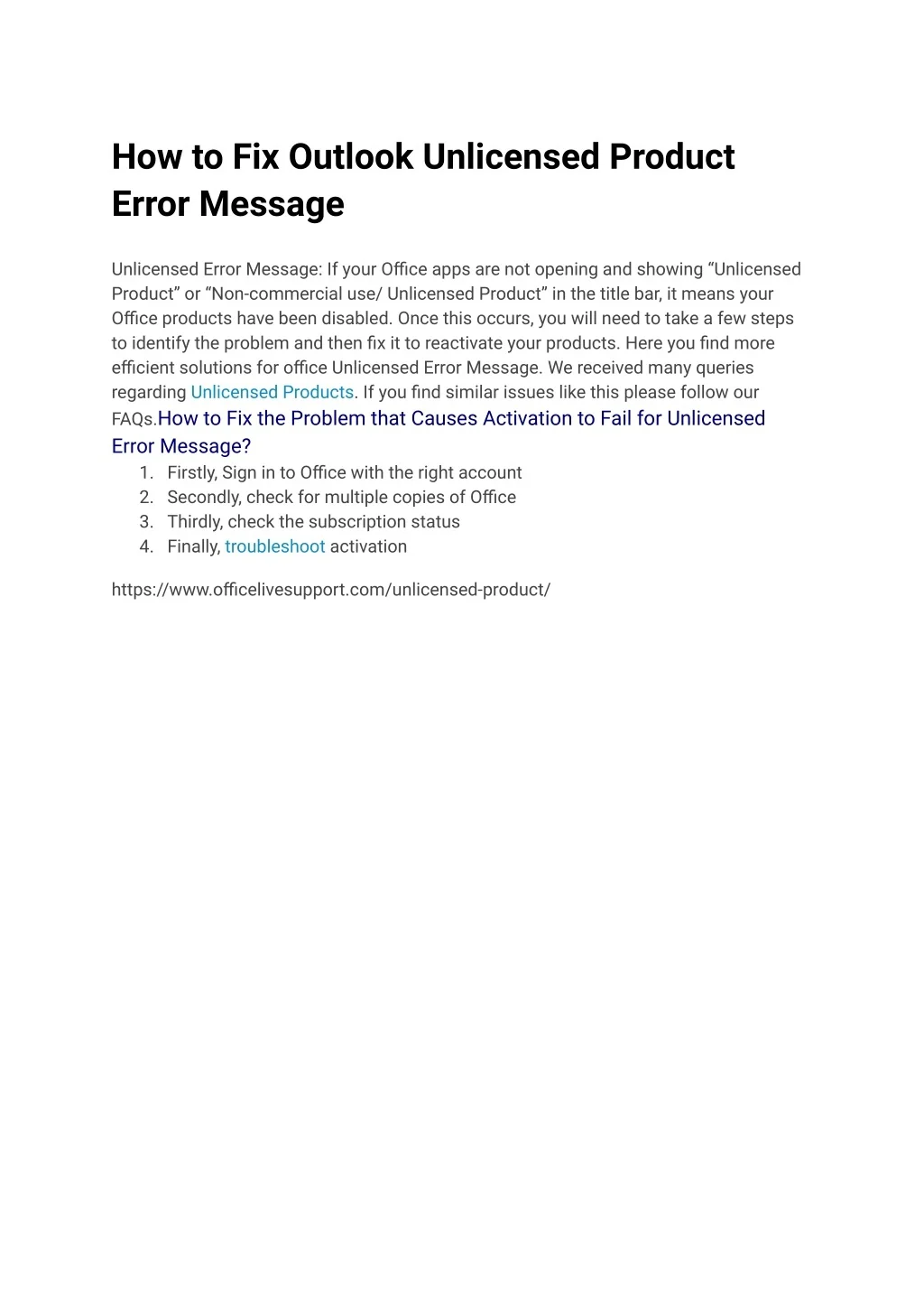 PPT - How to Fix Outlook Unlicensed Product Error Message PowerPoint ...