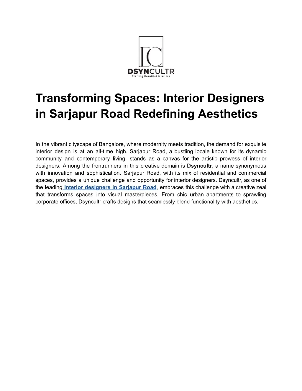 PPT - Transforming Spaces_ Interior Designers in Sarjapur Road ...