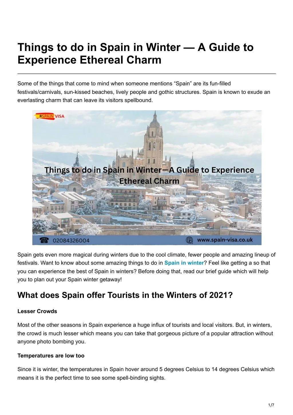 PPT - Things to do in Spain in Winter — A Guide to Experience Ethereal ...