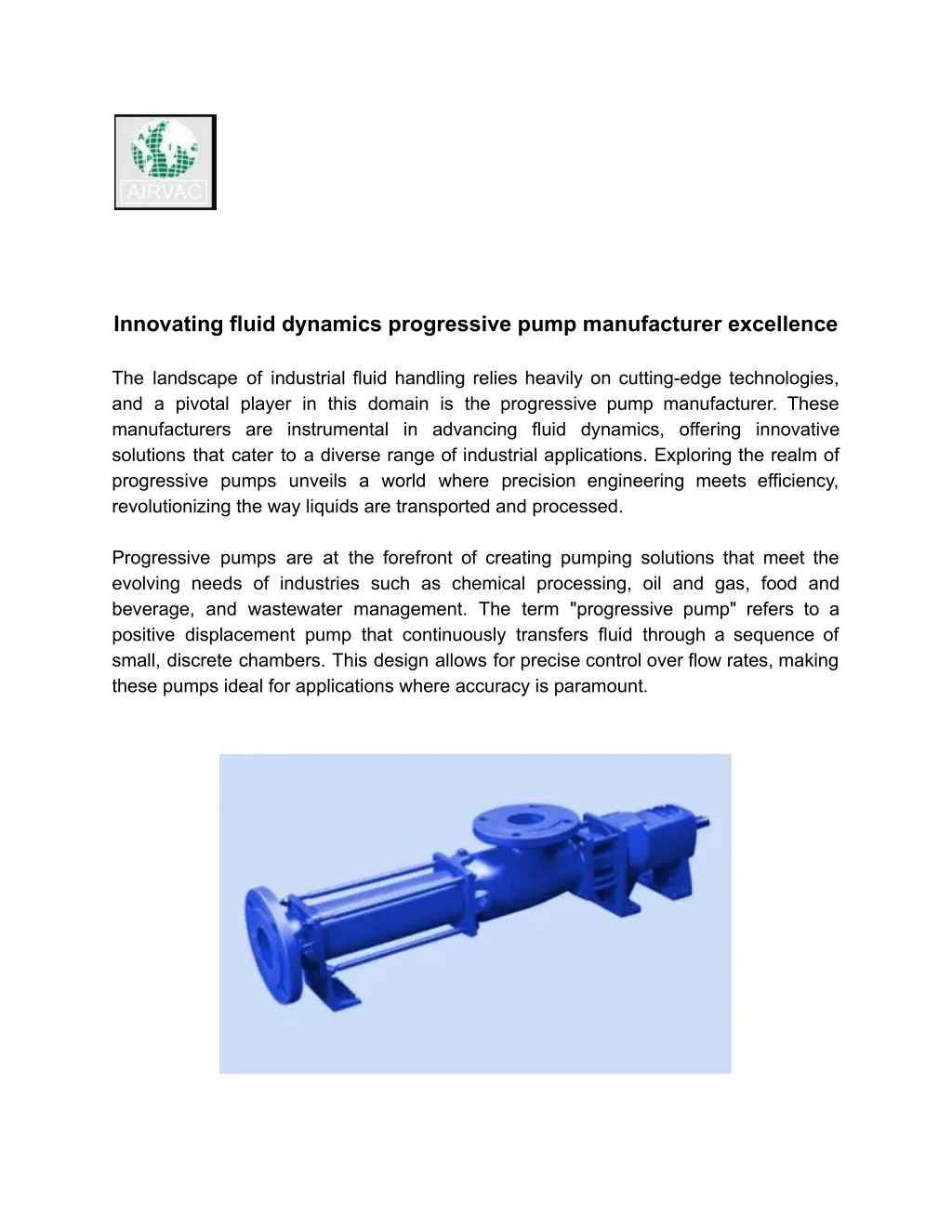 PPT - Innovating Fluid Dynamics Progressive Pump Manufacturer ...