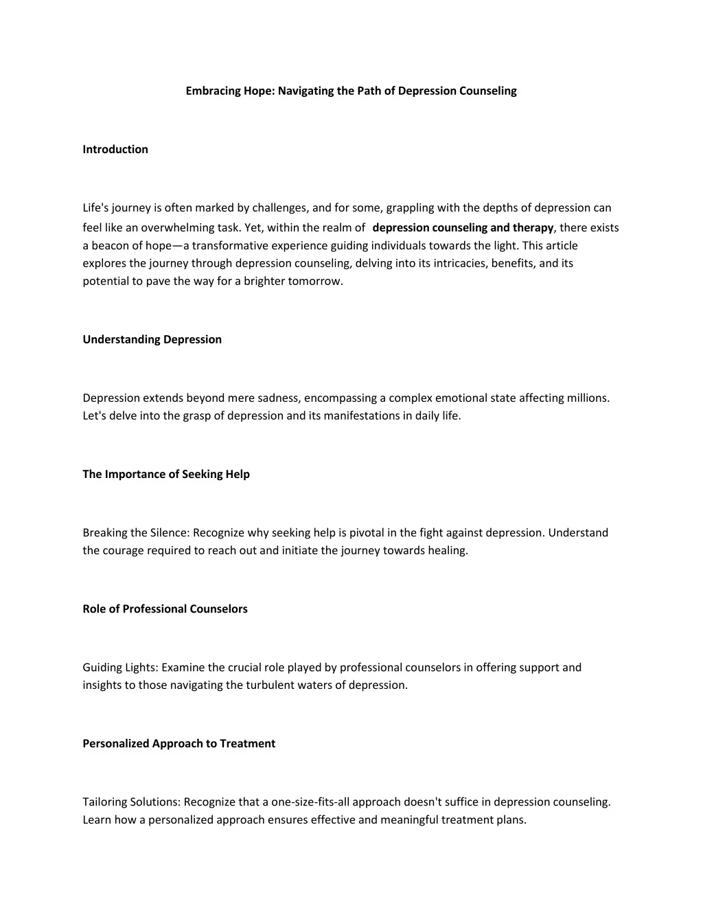 PPT - Embracing Hope: Navigating the Path of Depression Counseling ...