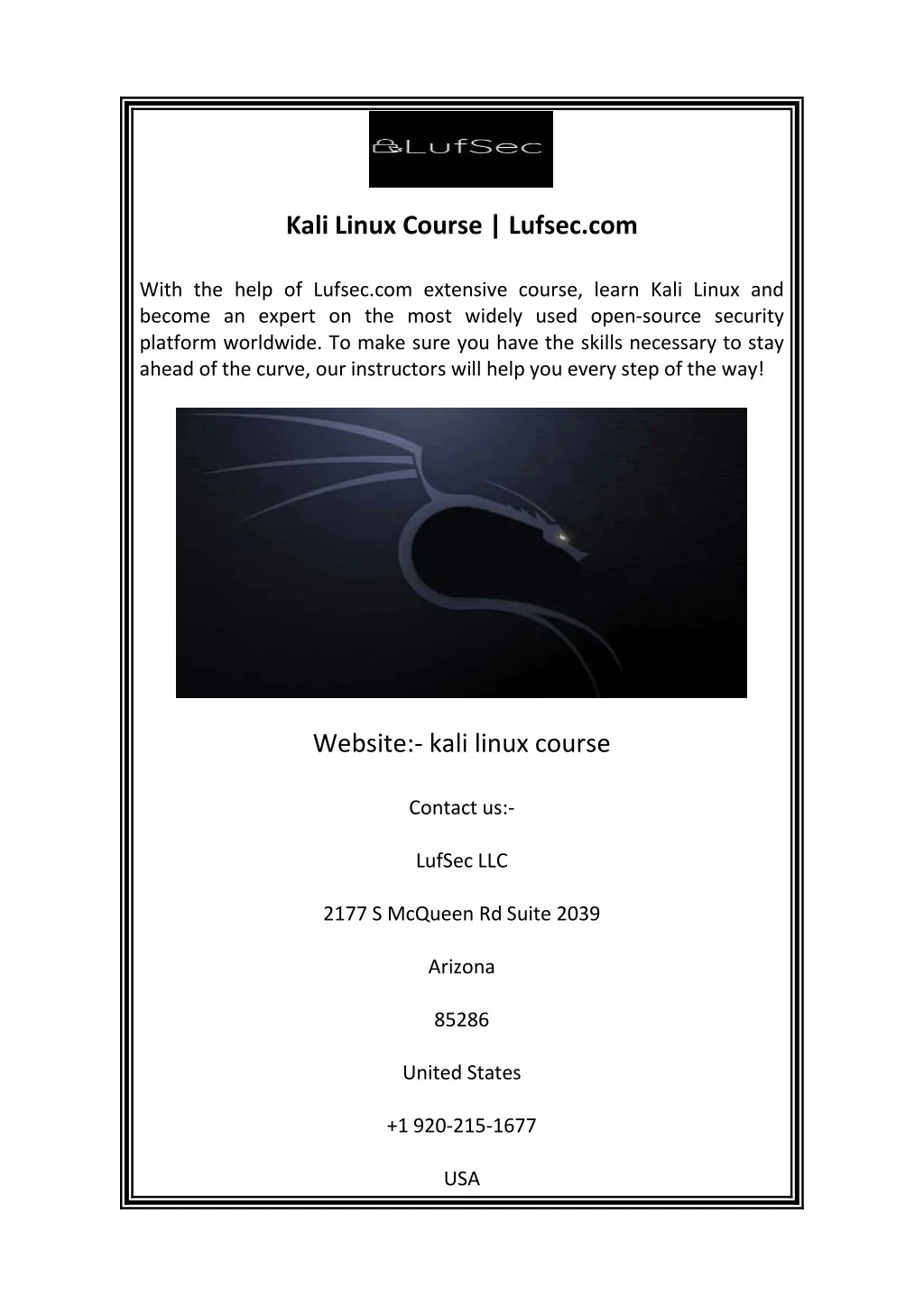PPT - Kali Linux Course Lufsec.com PowerPoint Presentation, free ...