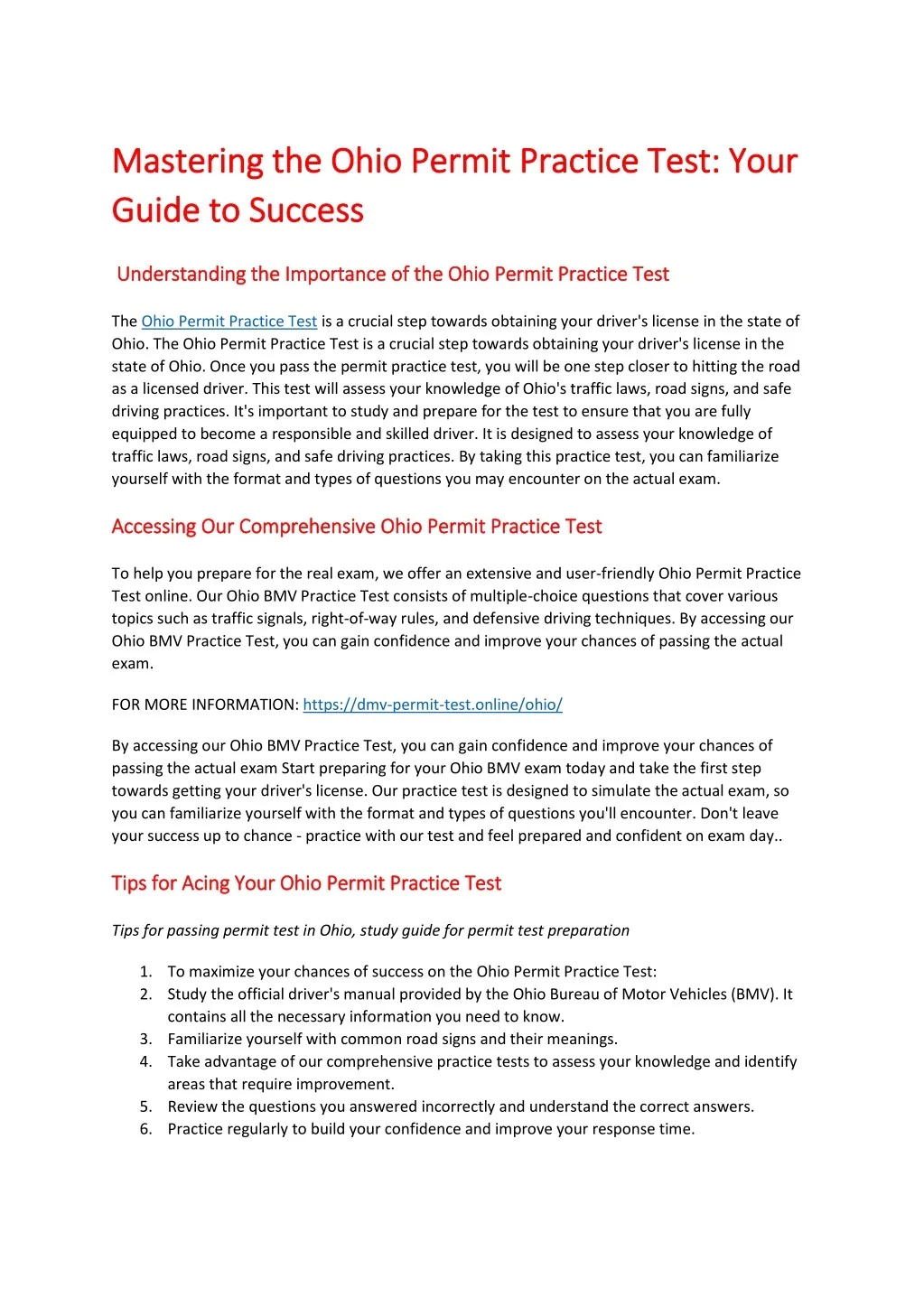 PPT - Ohio Permit Practice Test | Ohio BMV Practice Test 2024 ...