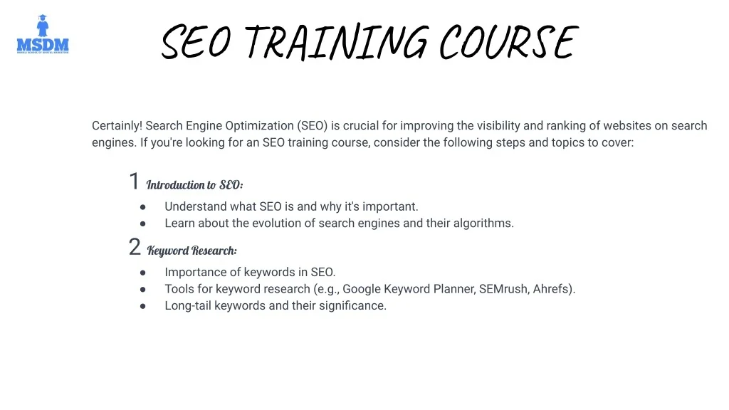 PPT - Seo Training Course PowerPoint Presentation, free download - ID:12832494