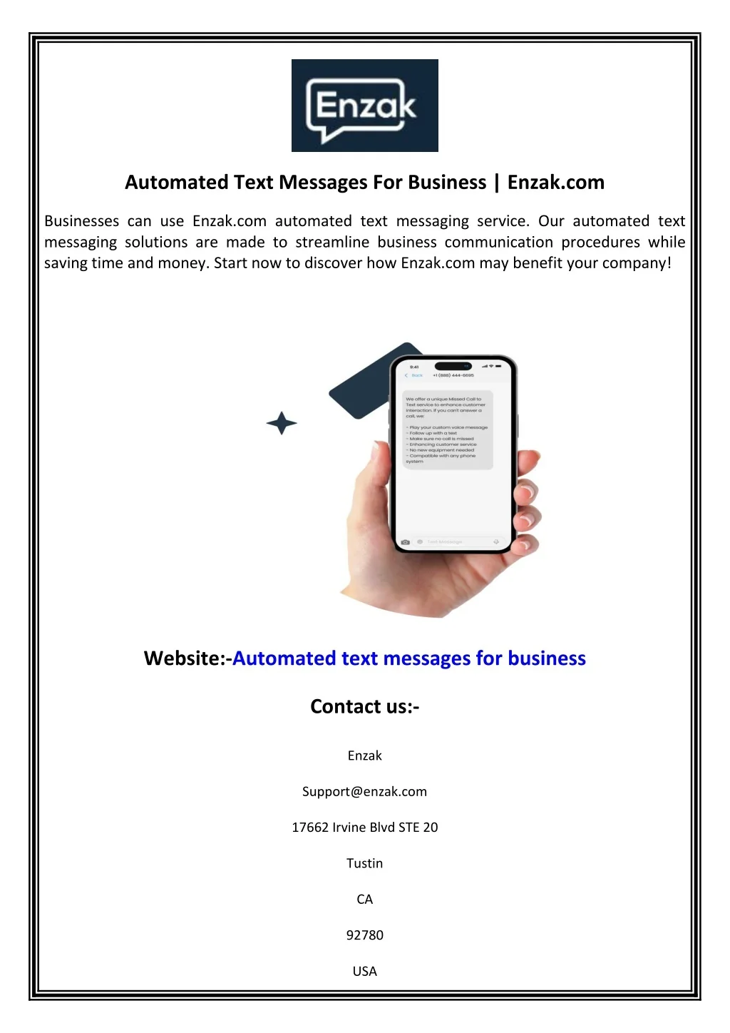 PPT - Automated Text Messages For Business Enzak.com PowerPoint Presentation - ID:12832679