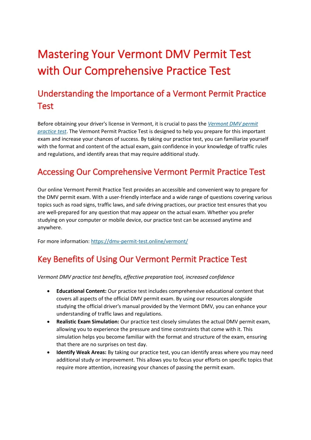 PPT - Vermont Permit Practice Test | Vermont DMV permit practice test ...