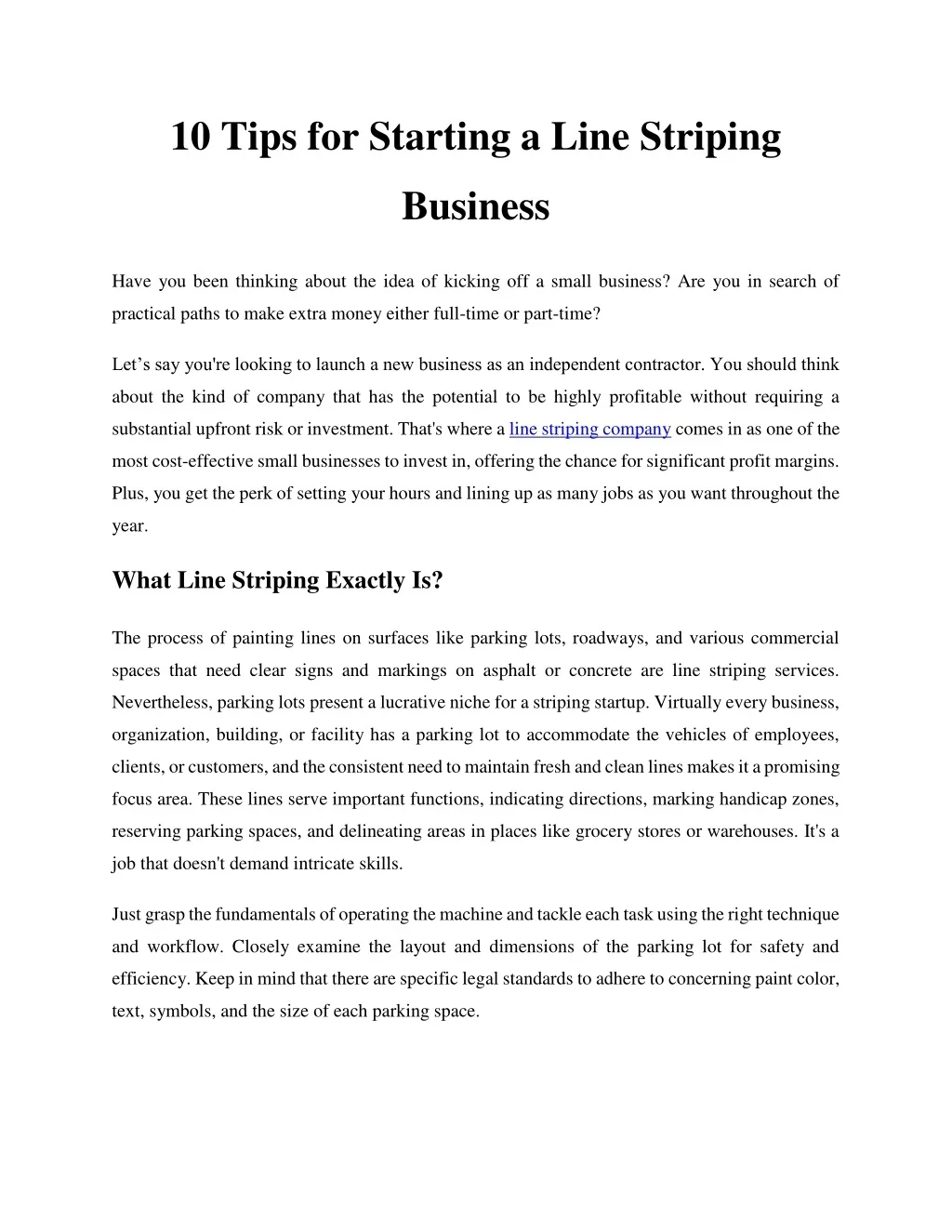 PPT - 10 Tips for Starting a Line Striping Business PowerPoint ...