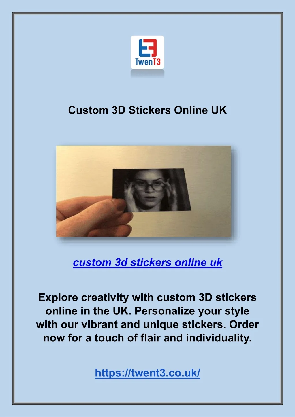 PPT - Custom 3D Stickers Online UK PowerPoint Presentation, free ...