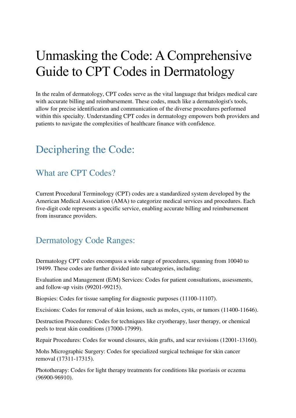 PPT - Unmasking the Code: A Comprehensive Guide to CPT Codes in ...
