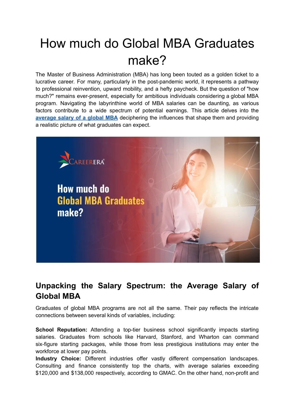 PPT - How much do Global MBA Graduates make PowerPoint Presentation ...