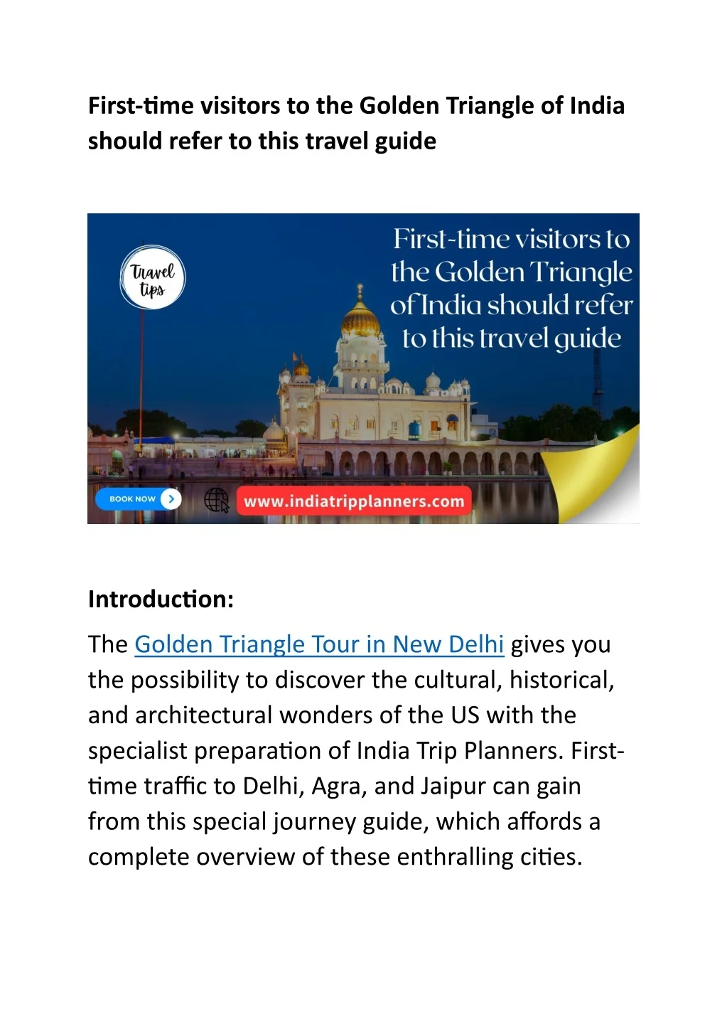 PPT - First-time visitors to the Golden Triangle of India should refer ...