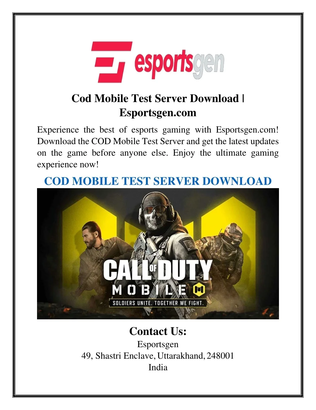 PPT - Cod Mobile Test Server Download | Esportsgen.com PowerPoint ...