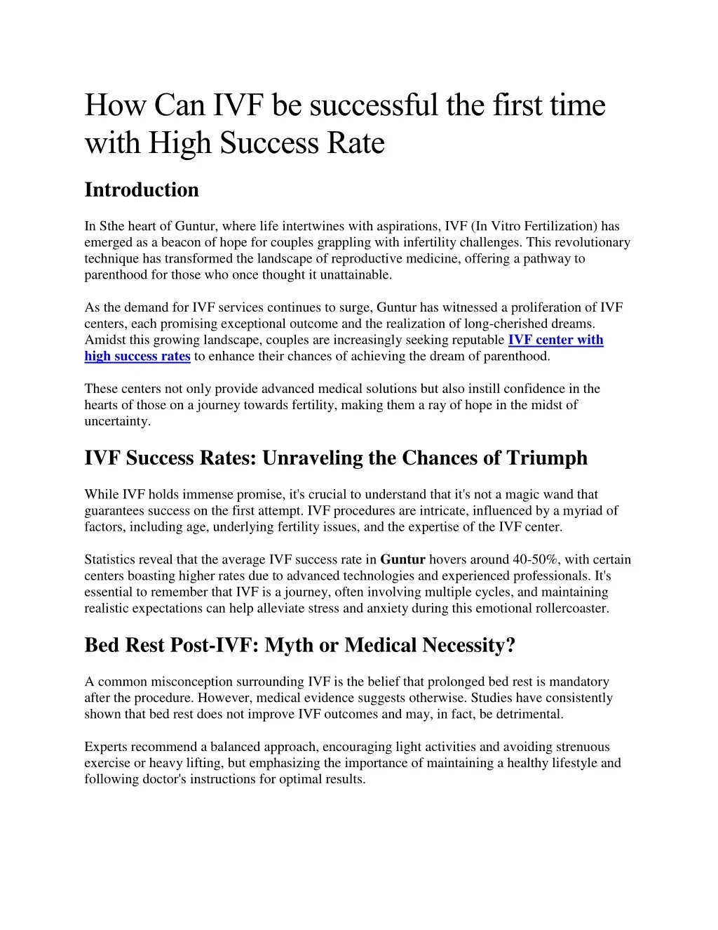 PPT - How Can IVF be successful the first time with High Success Rate ...