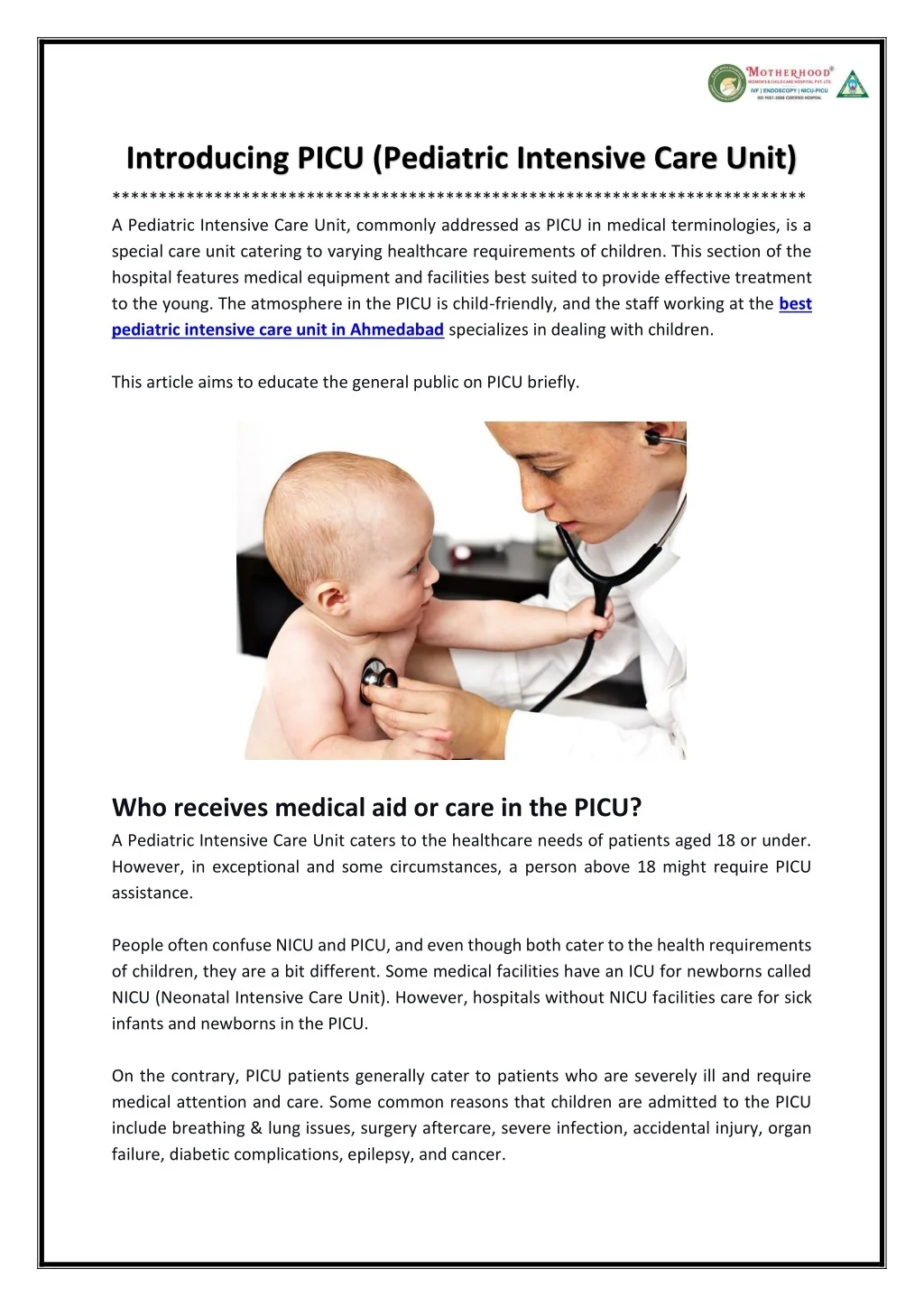 PPT - Things to know about Pediatric Intensive Care Unit PowerPoint ...