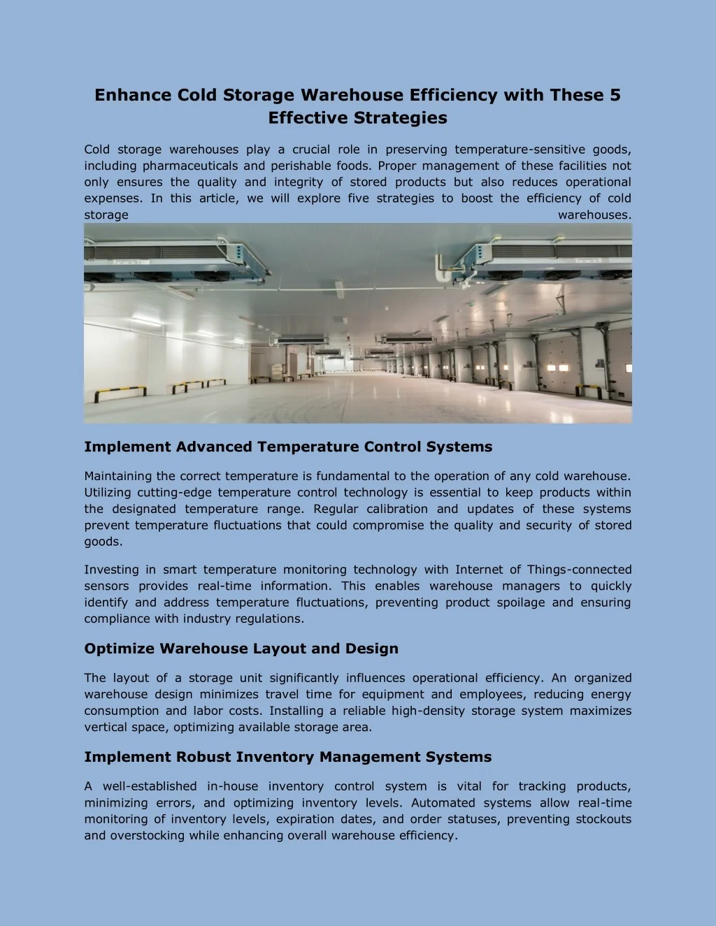 PPT - Enhance Cold Storage Warehouse Efficiency with These 5 Effective ...