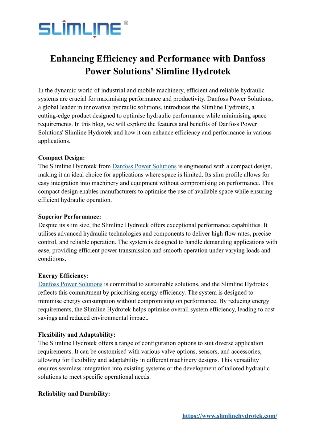 PPT - Enhancing Efficiency and Performance with Danfoss Power Solutions' Slimline Hydr ...