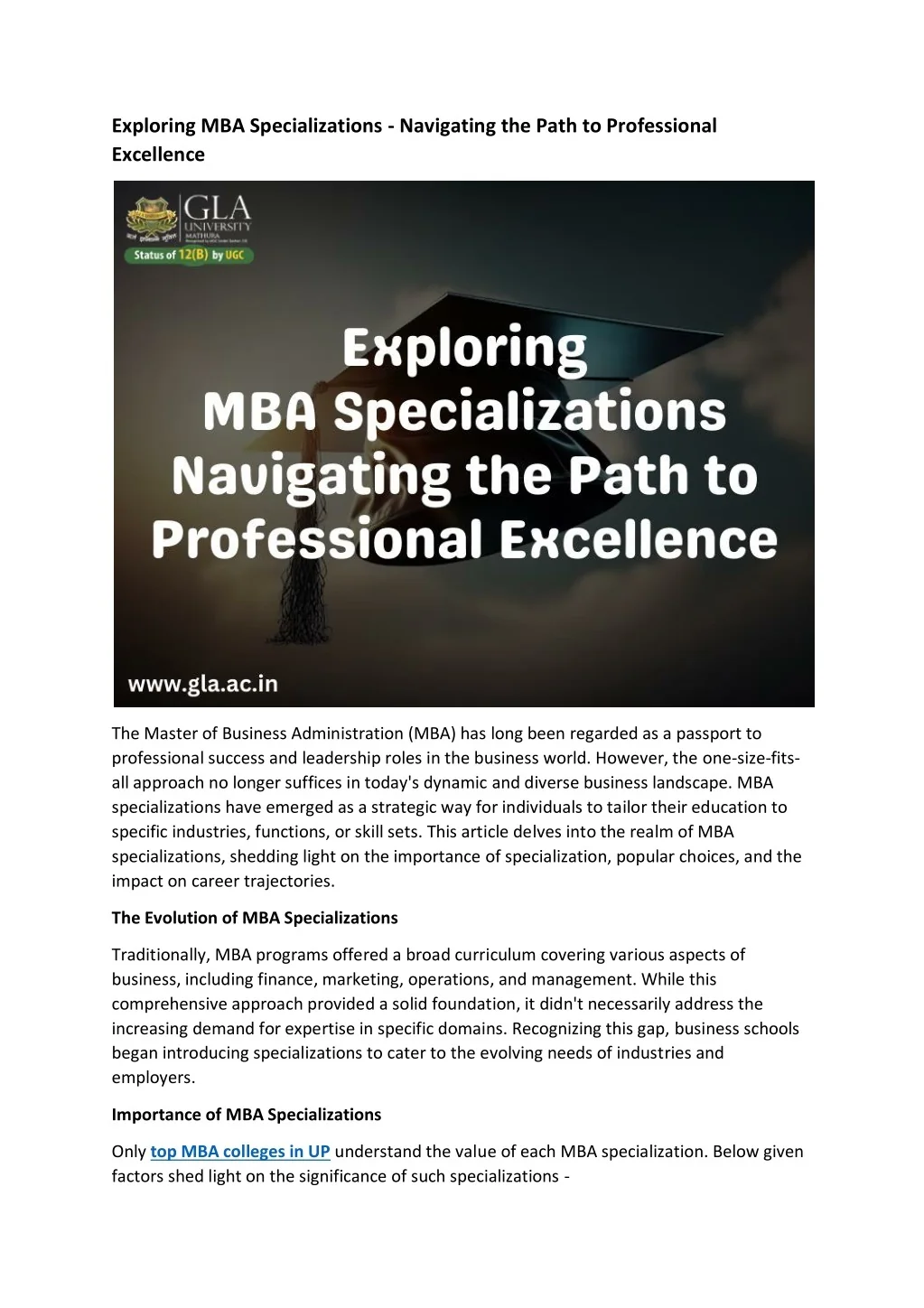 PPT - Exploring MBA Specializations - Navigating the Path to ...