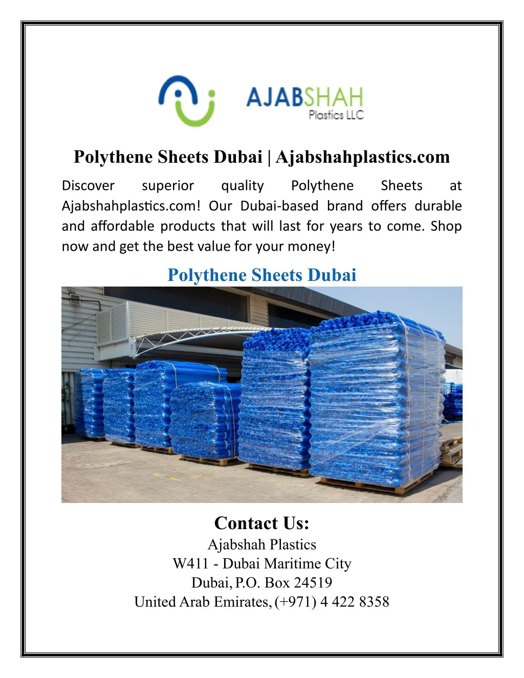 PPT - Polythene Sheets Dubai | Ajabshahplastics.com PowerPoint ...
