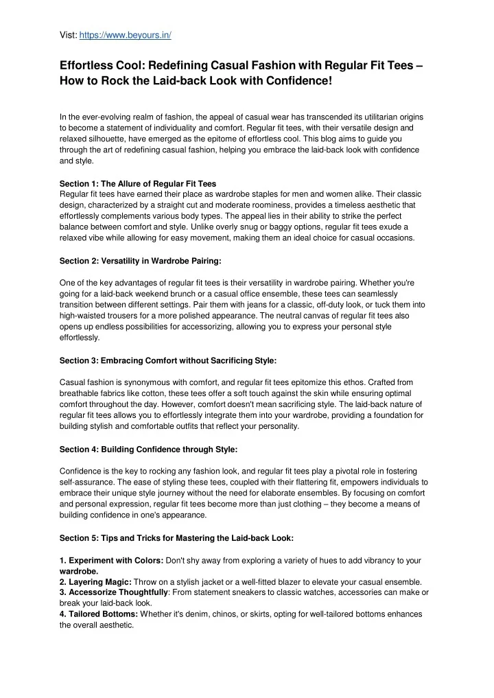 PPT - Effortless Cool- Redefining Casual Fashion with Regular Fit Tees ...