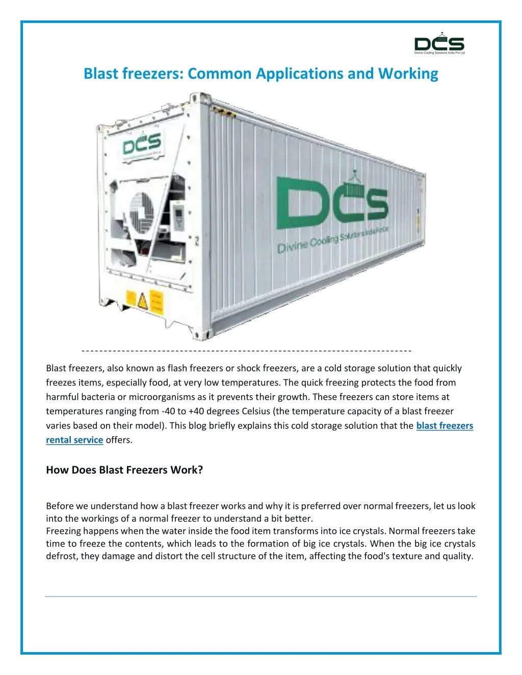 PPT - Blast Freezers: Common Applications and Working PowerPoint ...