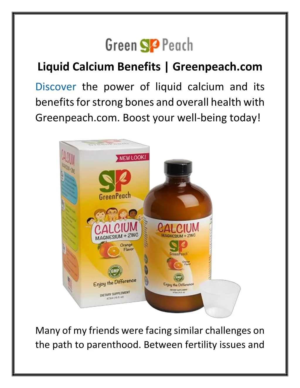 PPT - Liquid Calcium Benefits Greenpeach.com PowerPoint Presentation ...