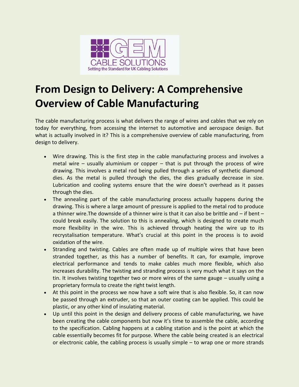 PPT - From Design to Delivery A Comprehensive Overview of Cable ...