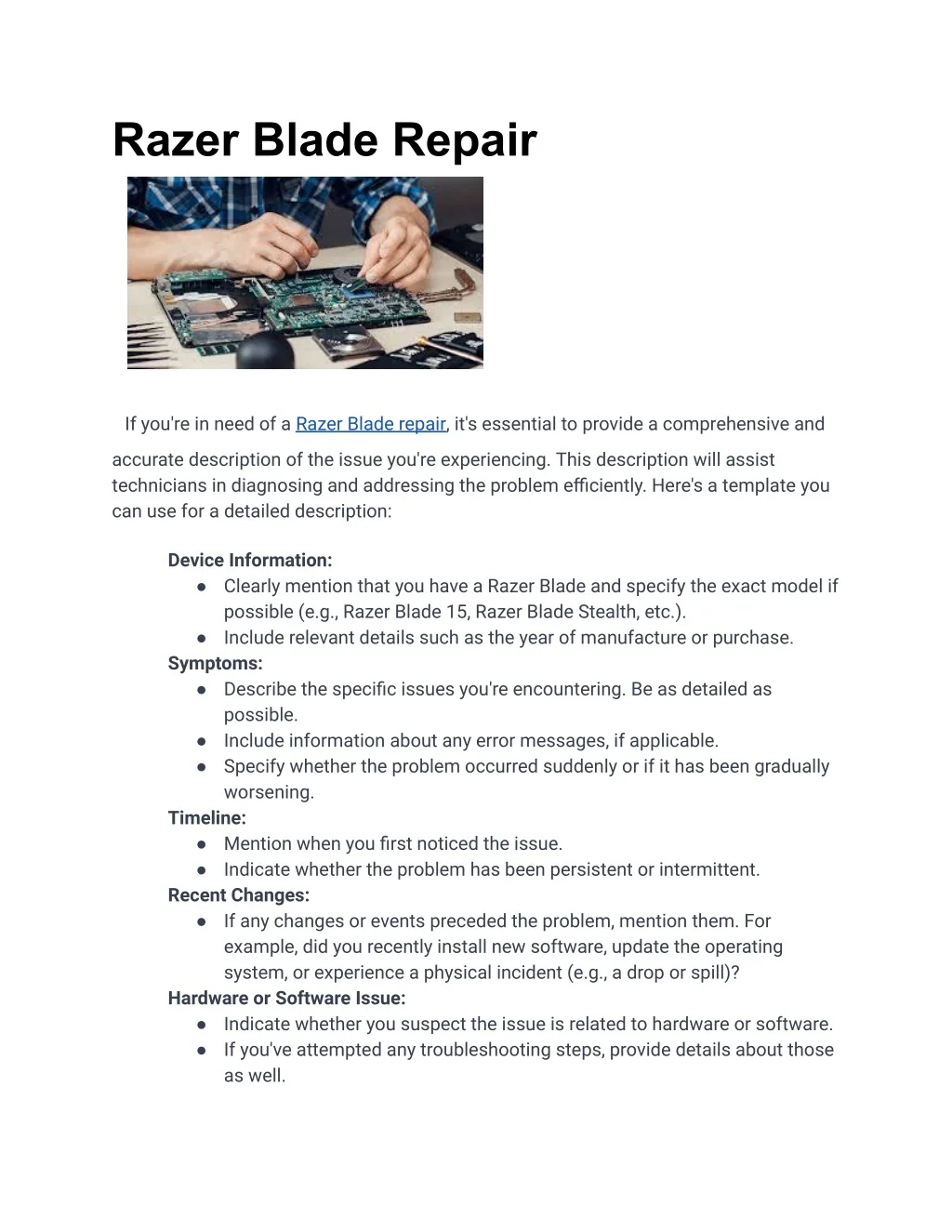 PPT - RAZER BLADE REPAIR PowerPoint Presentation, free download - ID ...