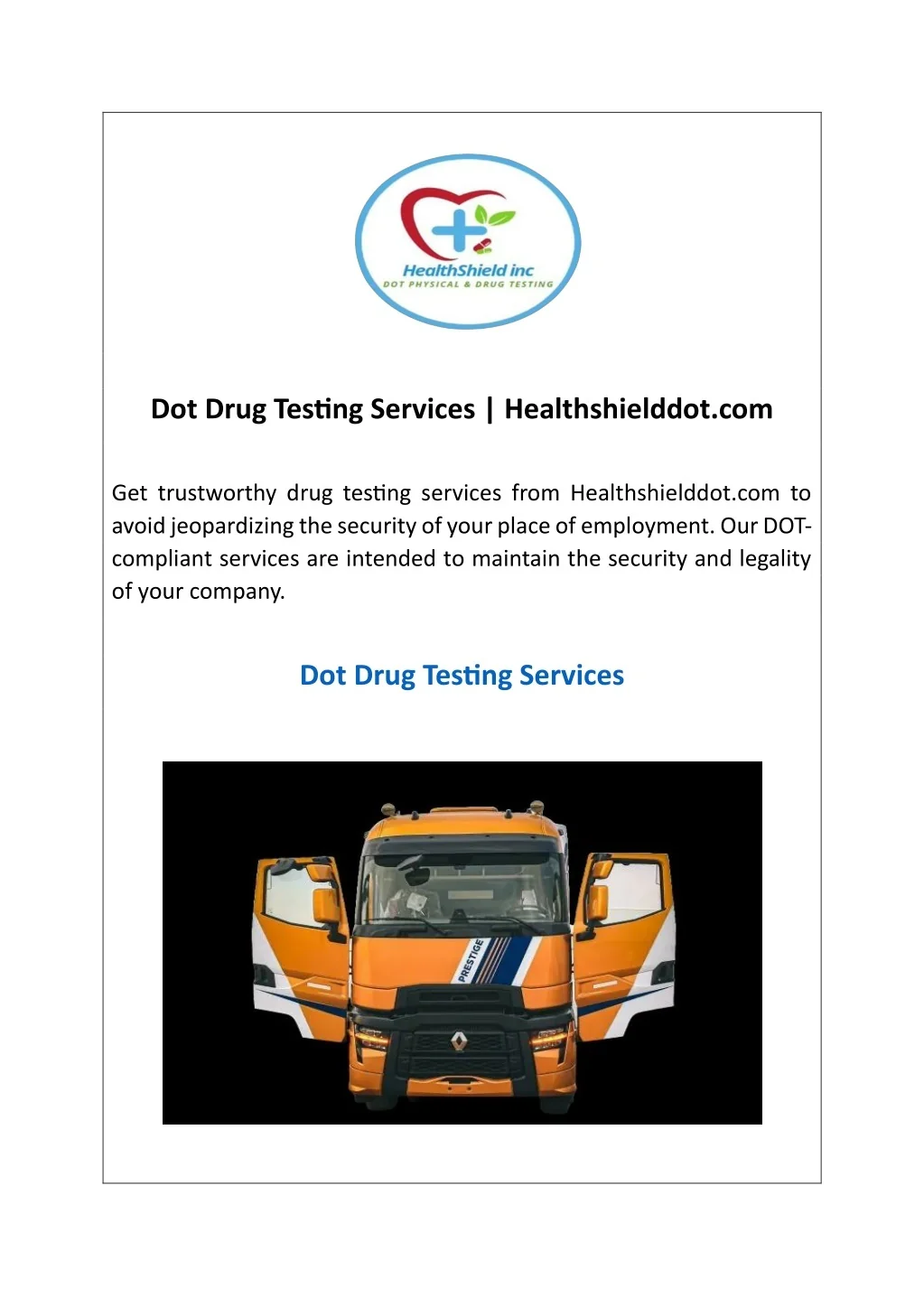 PPT - Dot Drug Testing Services Healthshielddot PowerPoint Presentation ...