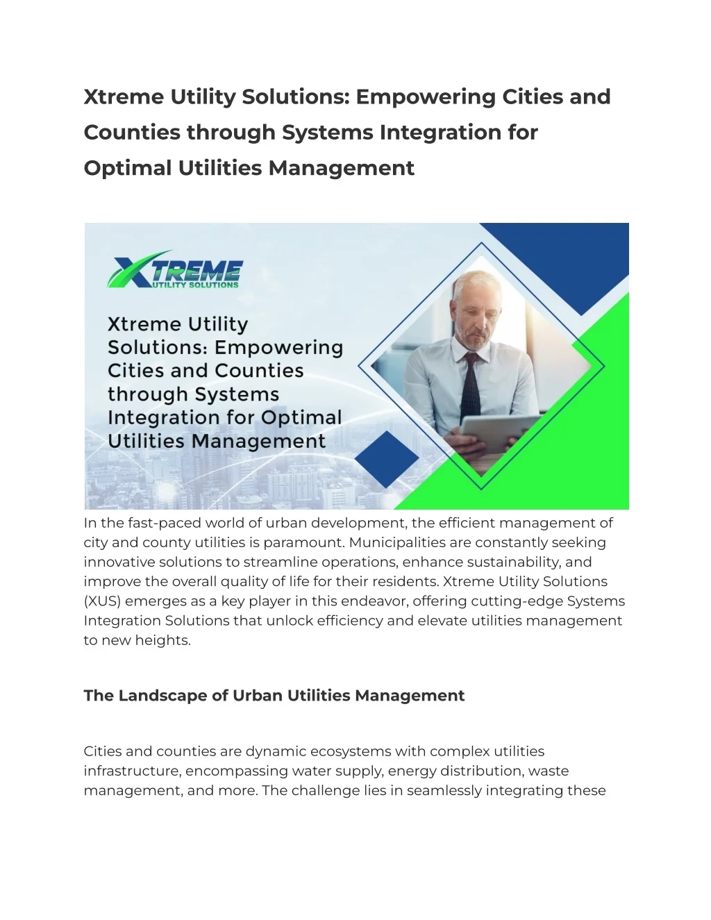 PPT - Xtreme Utility Solutions- Empowering Cities and Counties through ...