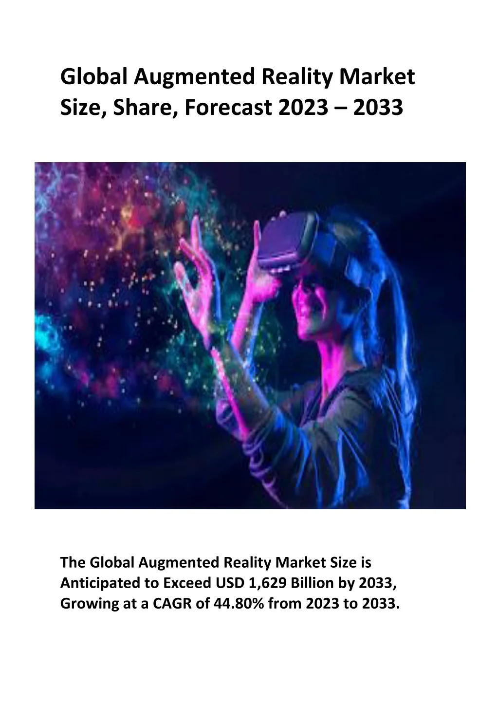 PPT - Global Augmented Reality Market PowerPoint Presentation, free ...