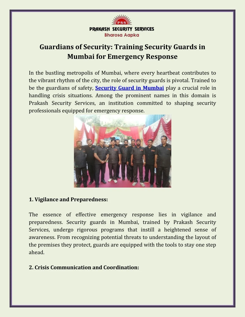 PPT - Guardians of Security Training Security Guards in Mumbai for Emergency Response PowerPoint ...