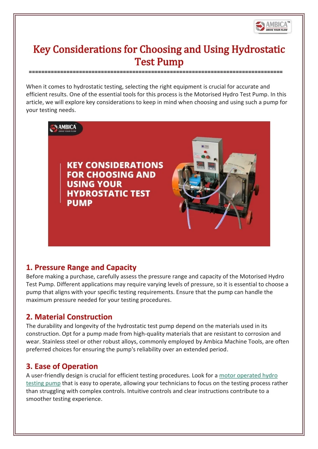 PPT - Key Considerations for Choosing and Using Hydrostatic Test Pump ...
