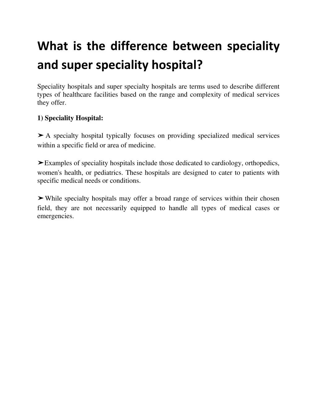 PPT - What is the difference between speciality and super speciality ...