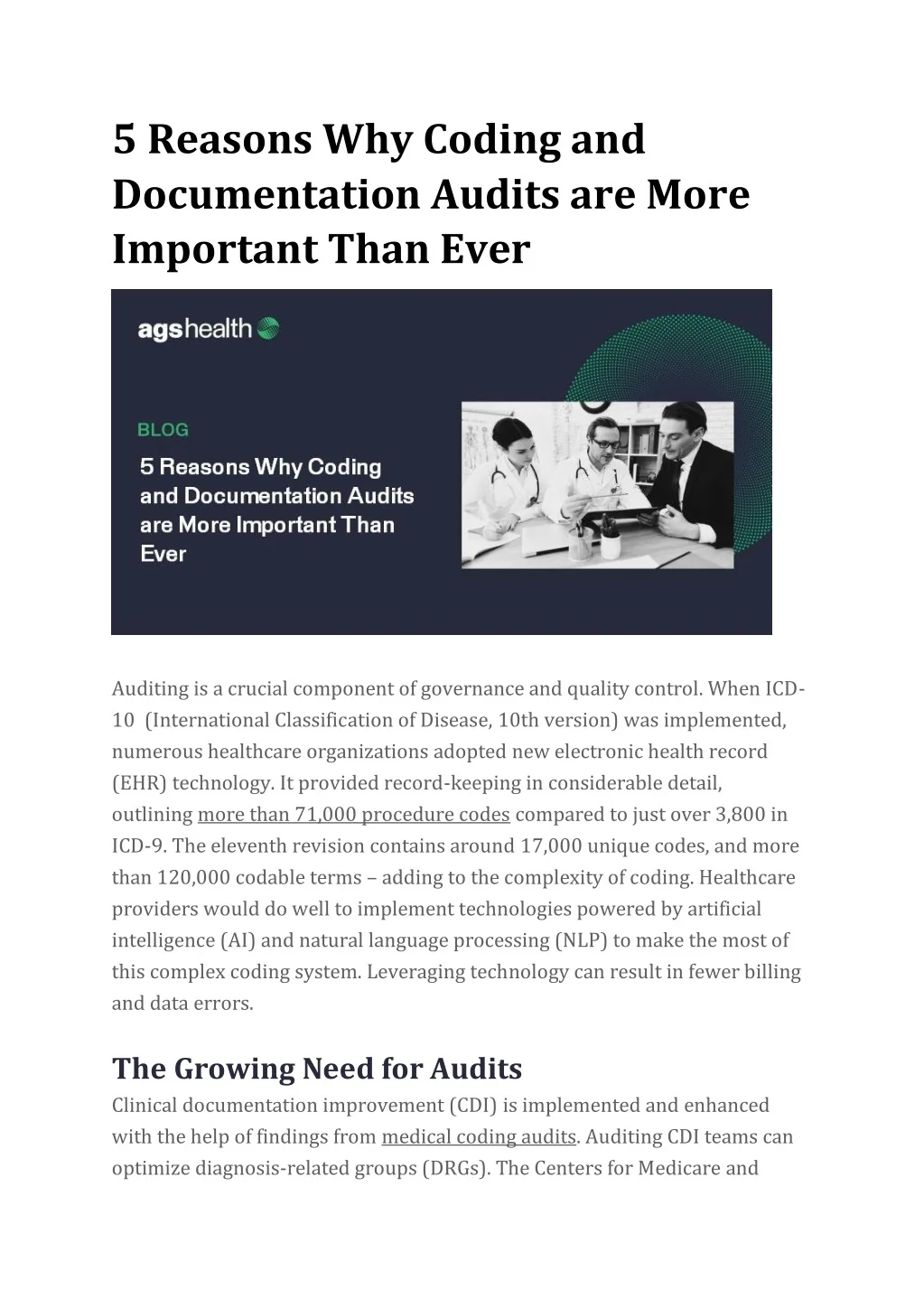 PPT - 5 Reasons Why Coding and Documentation Audits Are More Important Than Ever PowerPoint ...