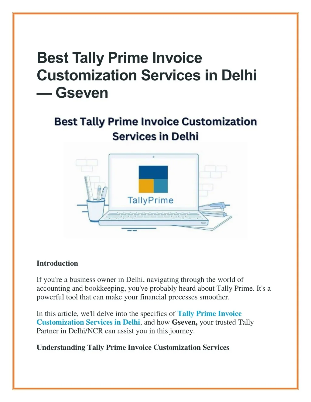 PPT - Best Tally Prime Invoice Customization Services in Delhi ...