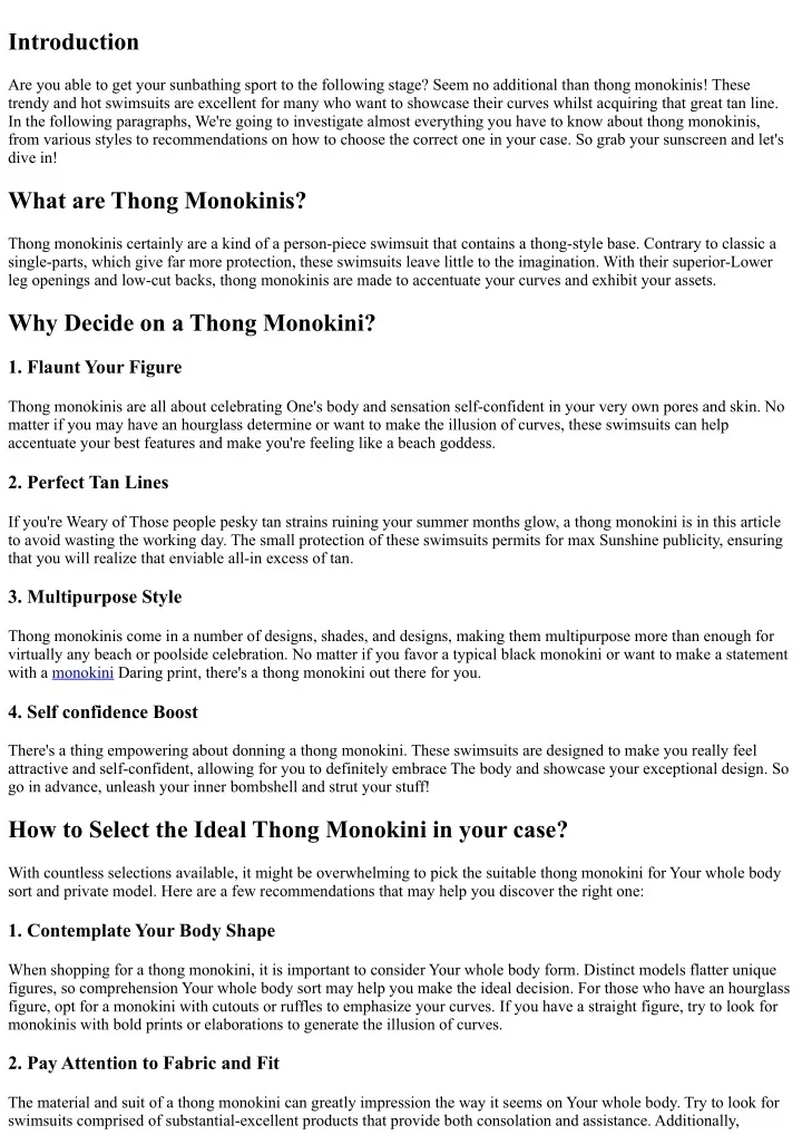 PPT - Thong Monokinis for Sunbathing: Get That Best Tan Line PowerPoint ...