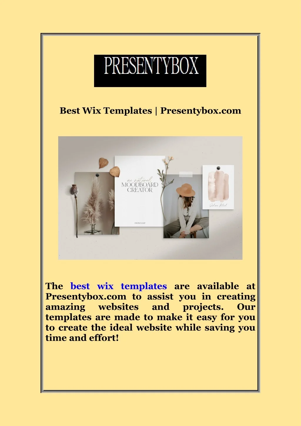 PPT - Best Wix Templates Presentybox com PowerPoint Presentation, free ...