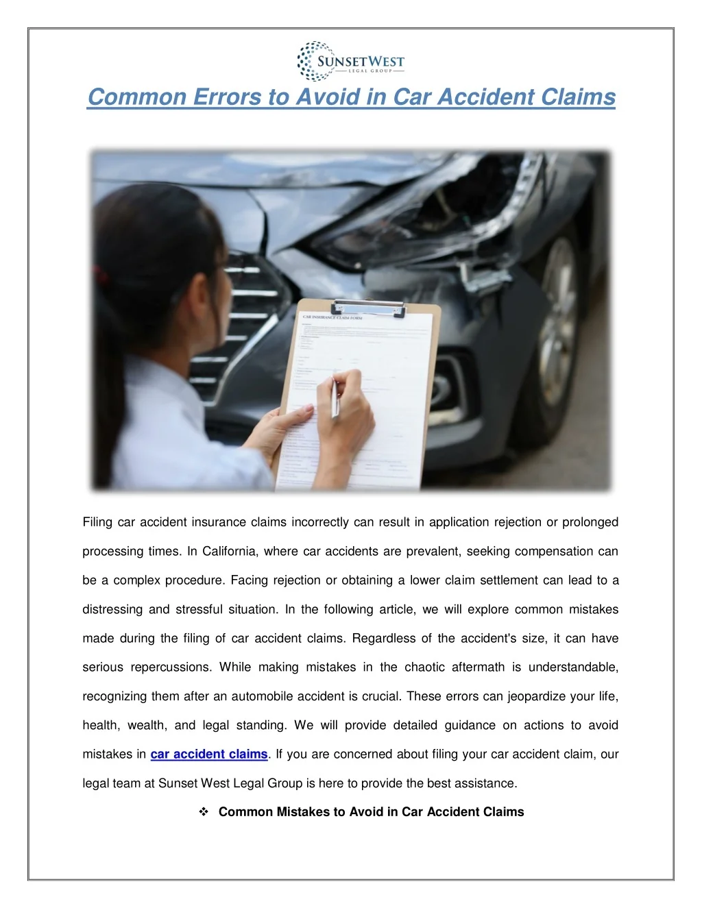 PPT - Common Errors to Avoid in Car Accident Claims PowerPoint ...