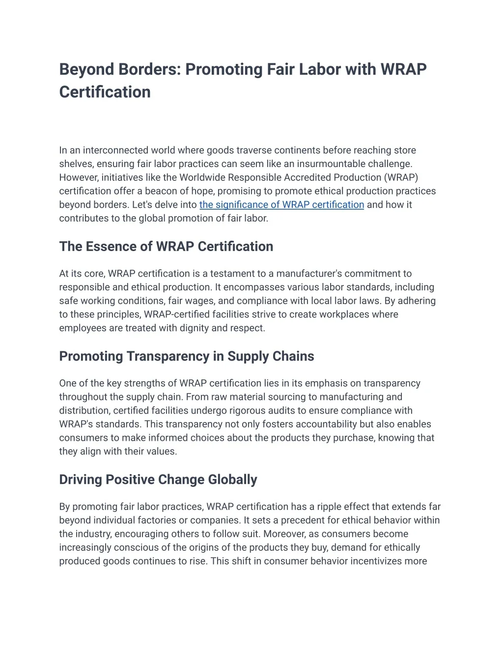 PPT - Beyond Borders_ Promoting Fair Labor with WRAP Certification ...