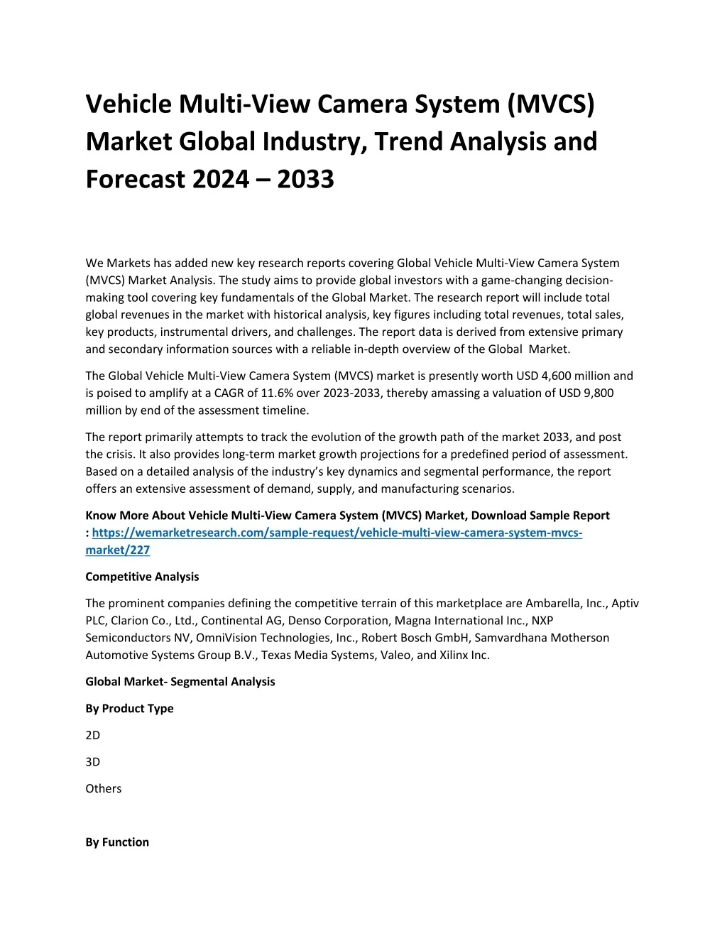 PPT - Vehicle Multi-View Camera System (MVCS) Market PowerPoint ...