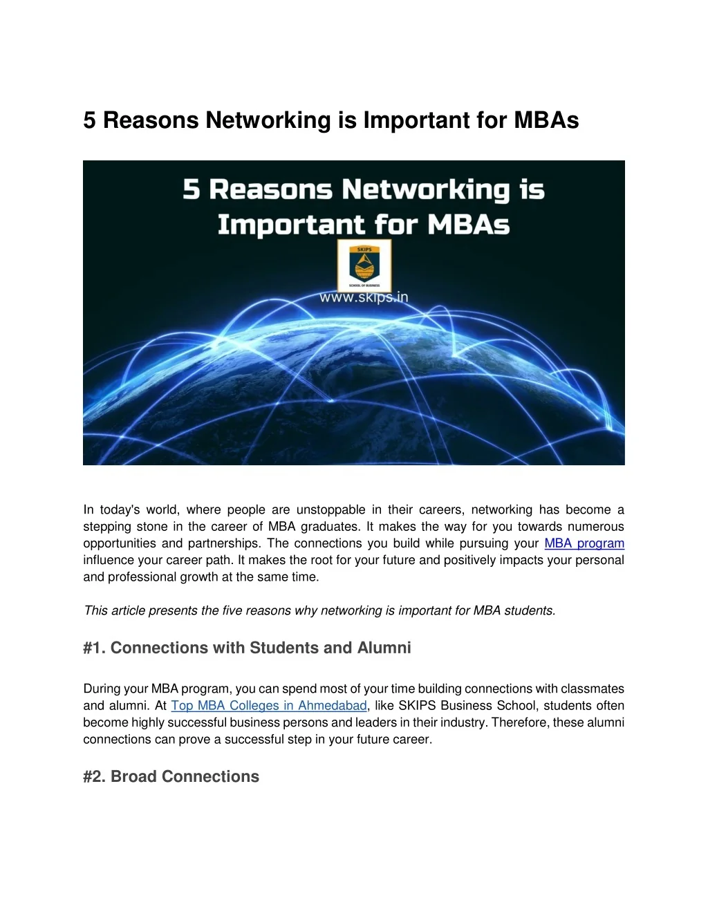 PPT - 5 Reasons Networking is Important for MBAs PowerPoint ...