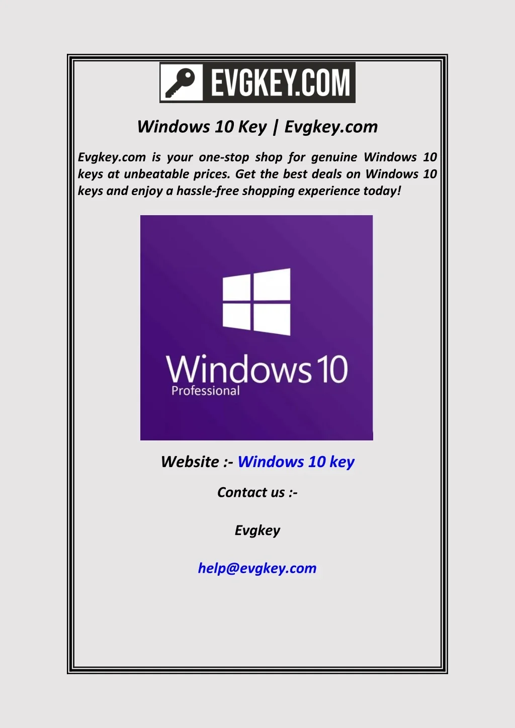 PPT - Windows 10 Key Evgkey.com PowerPoint Presentation, free download ...