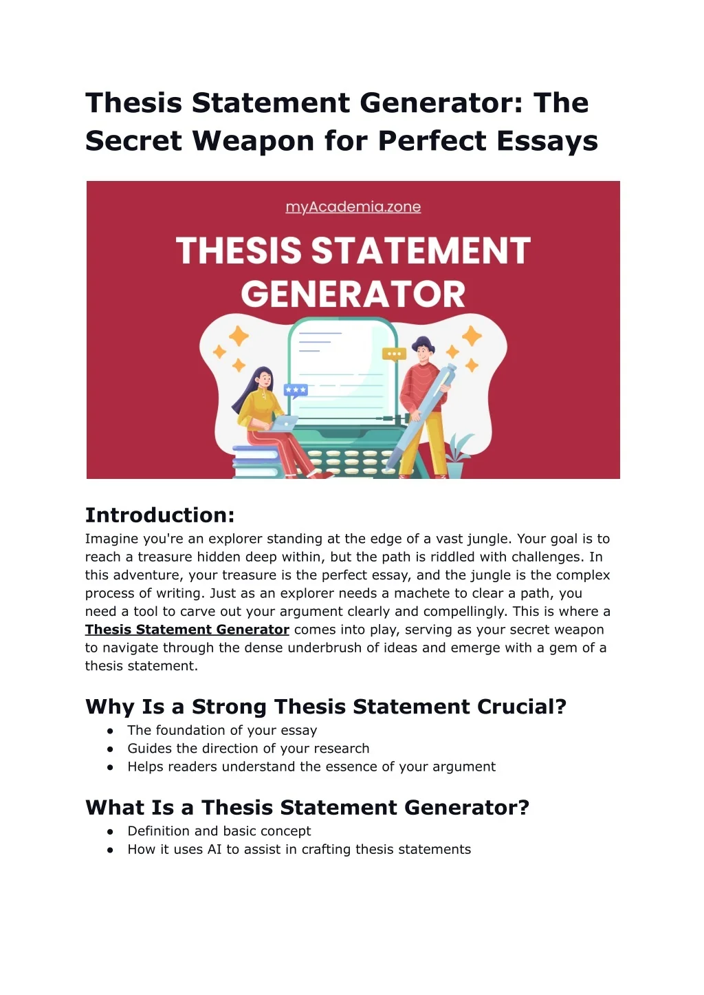 PPT - Thesis statement generator PowerPoint Presentation, free download ...