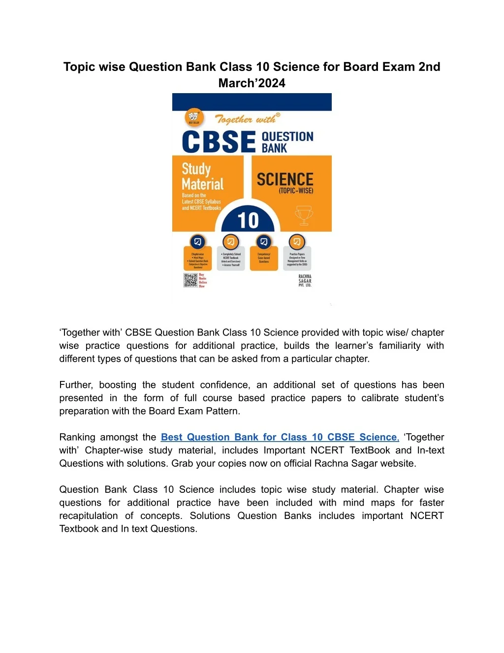 PPT - NCERT Textbooks based CBSE Question Bank Class 10 Science 2024 ...