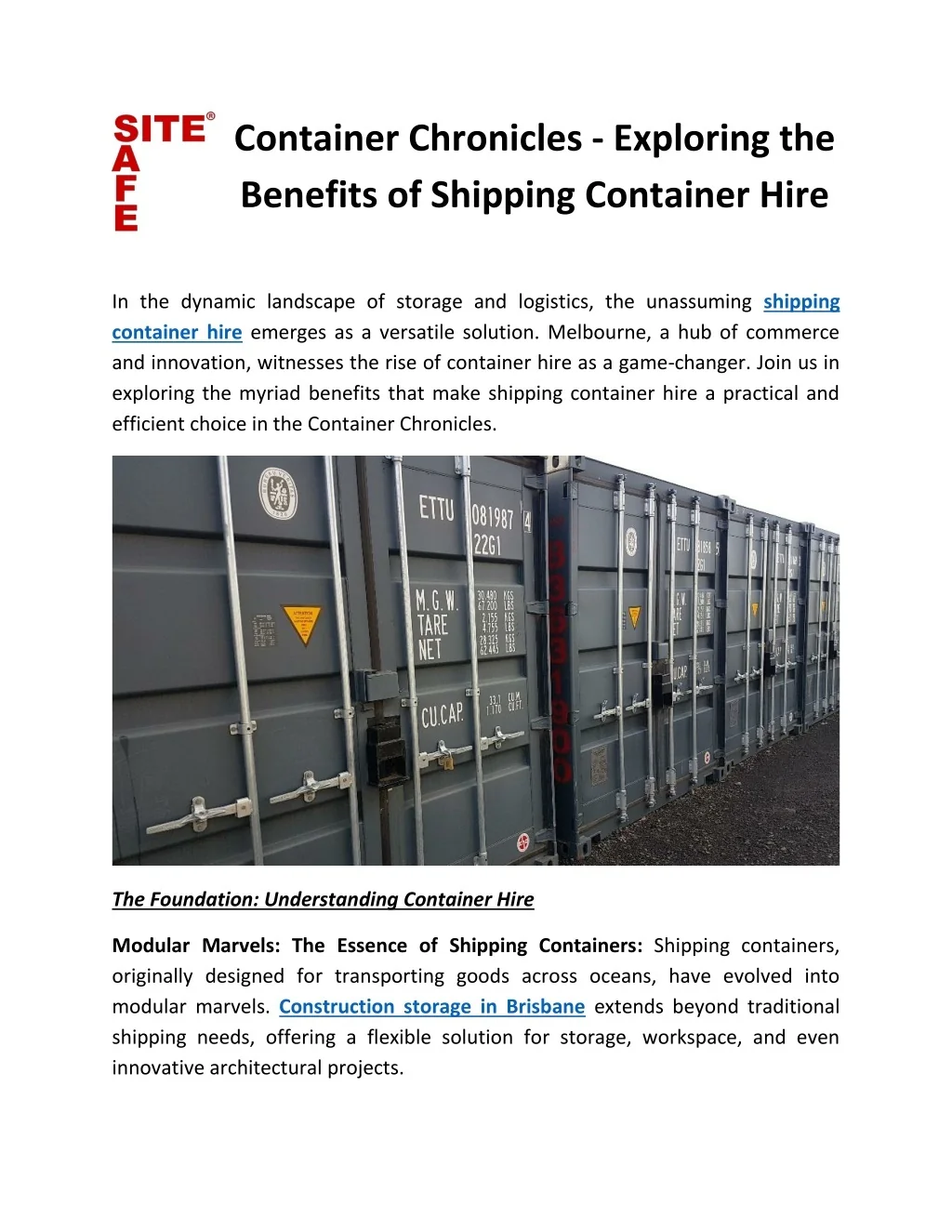 PPT - Container Chronicles - Exploring the Benefits of Shipping ...