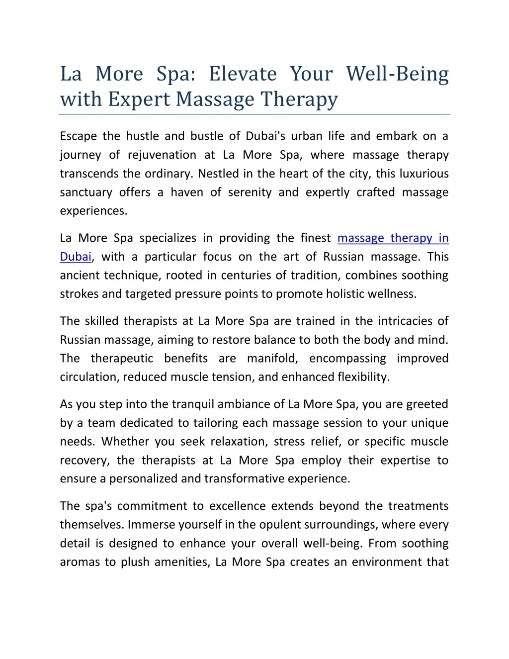 PPT - La More Spa Elevate Your Well Being with Expert Massage Therapy PowerPoint Presentation ...